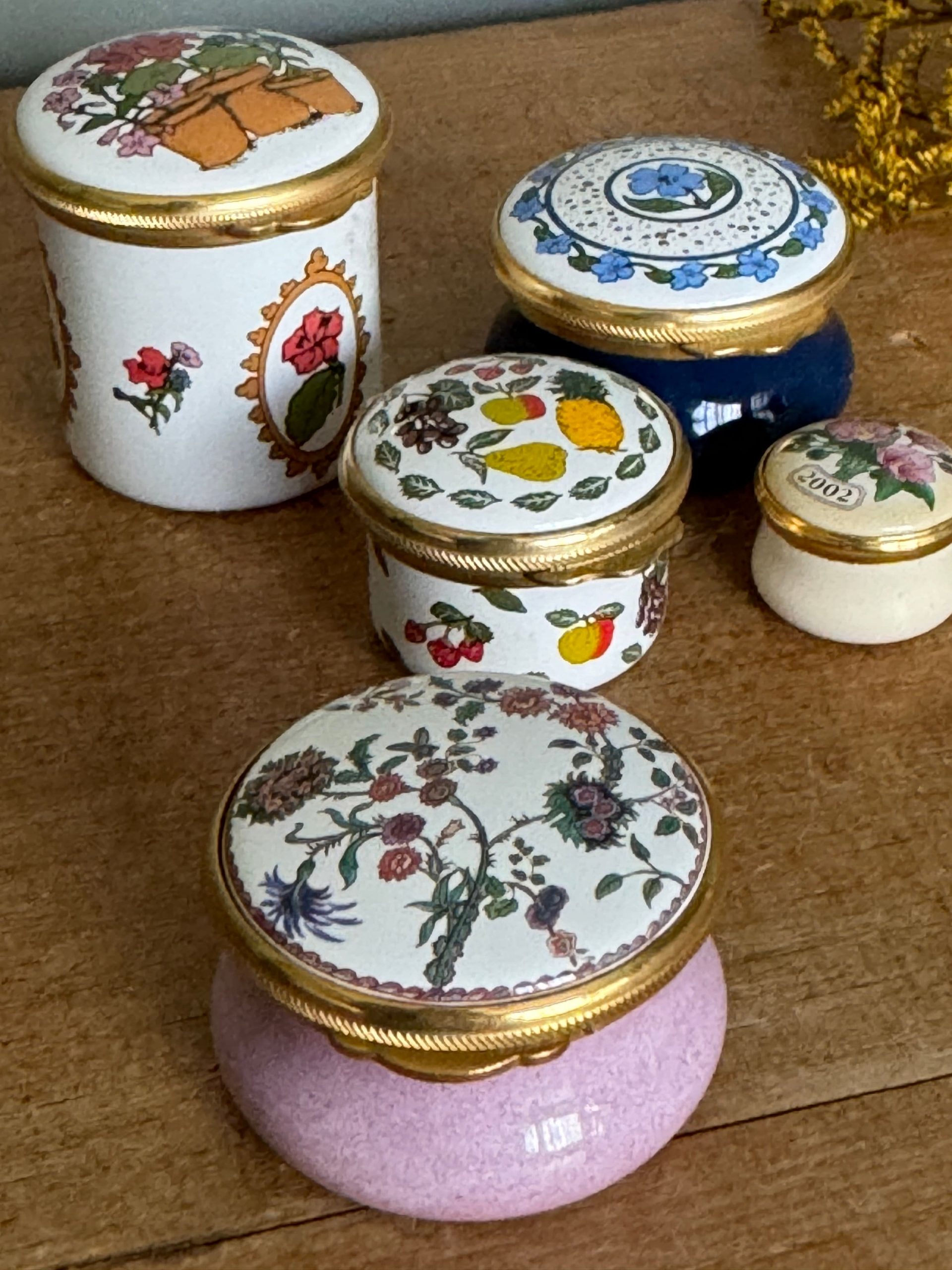 Various hand painted enamel trinket boxes - All The Little Treasure